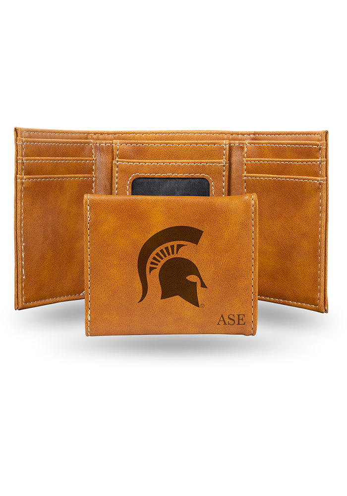 BROWN Personalized Laser Engraved Michigan State Spartans Mens Trifold ...