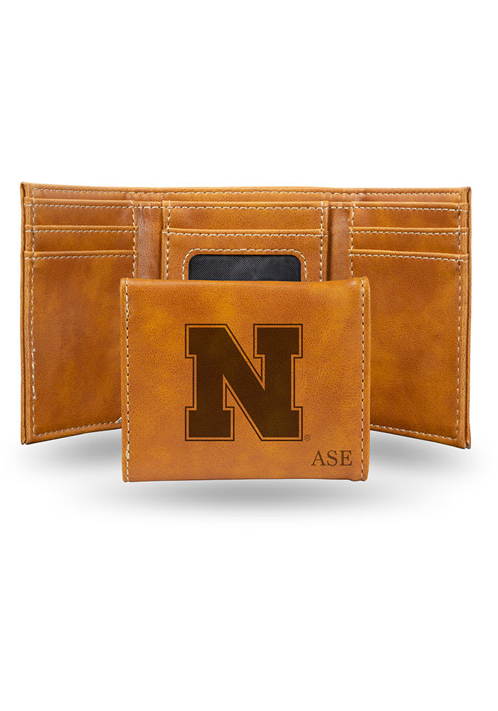 BROWN Personalized Laser Engraved Nebraska Cornhuskers Mens Trifold ...