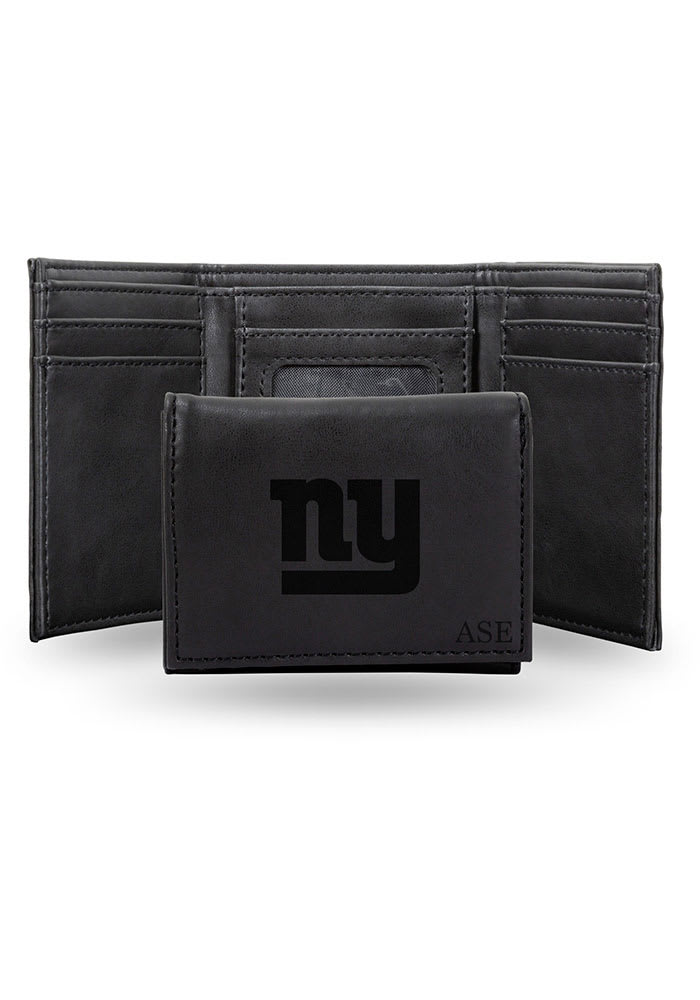 New York Giants BLACK Logo Personalized Laser Engraved Mens Trifold ...