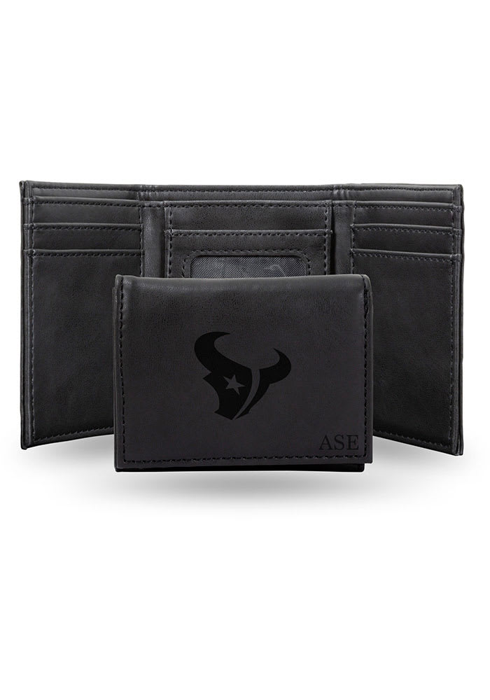 Houston Texans BLACK Personalized Laser Engraved Mens Trifold Wallet ...