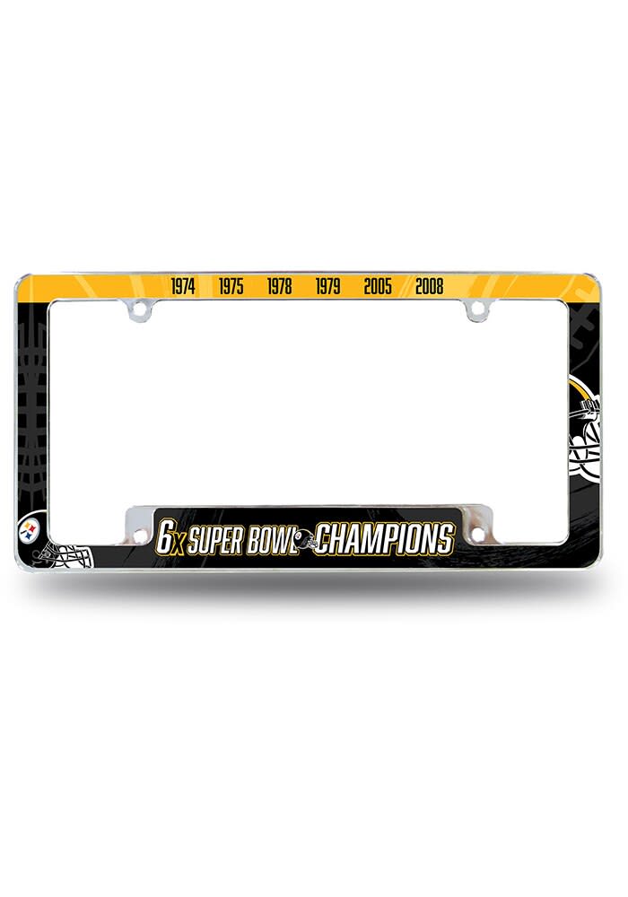 Pittsburgh Steelers License Plate Frame - Pittsburgh Steelers BLACK 6X ...