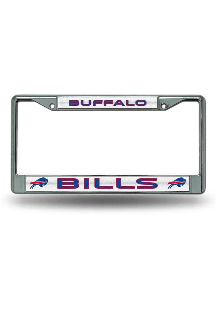 Buffalo Bills License Plate Frame - Buffalo Bills SILVER Glitter Chrome ...