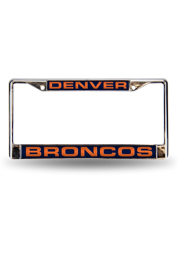 Denver Broncos License Plate Frame - Denver Broncos BLUE Chrome License ...