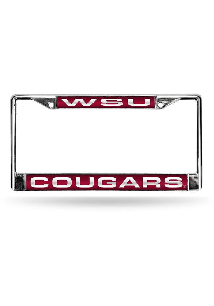 Washington State Cougars License Frame- Washington State Cougars Chrome License Plate Holder - Red