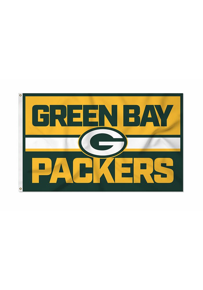 Green Bay Packers 3x5 White Silk Screen Grommet Flag
