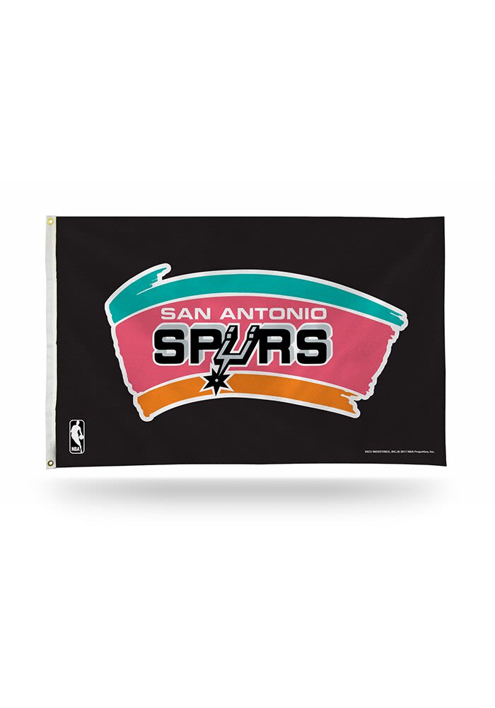 San Antonio Spurs 3x5 BLACK Silk Screen Grommet Flag