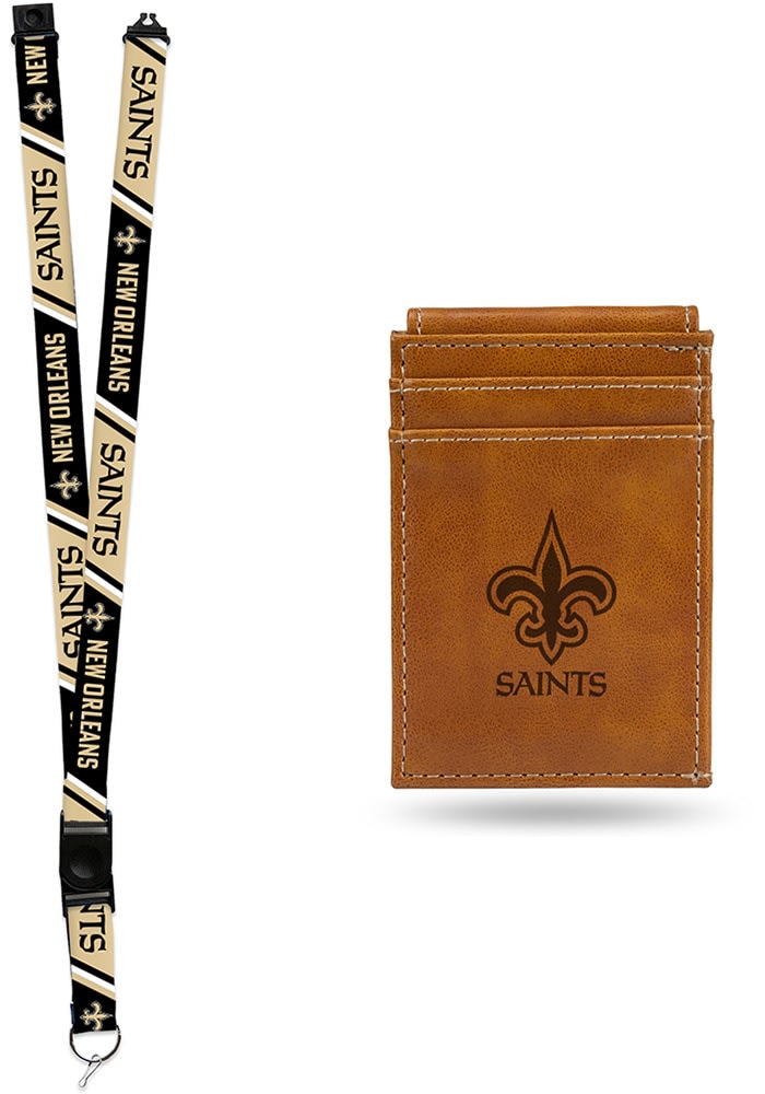 New Orleans Saints BROWN Lanyard and Front Pocket Wallet Mens Lanyard ...