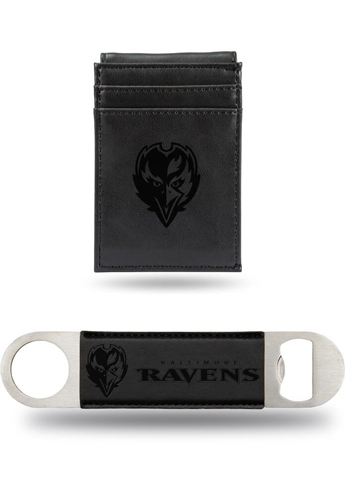 Baltimore Ravens BLACK Bar Blade and Front Pocket Wallet Mens Front ...
