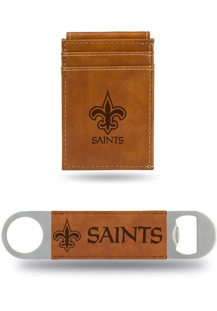 New Orleans Saints BROWN Bar Blade and Front Pocket Wallet Mens Front ...
