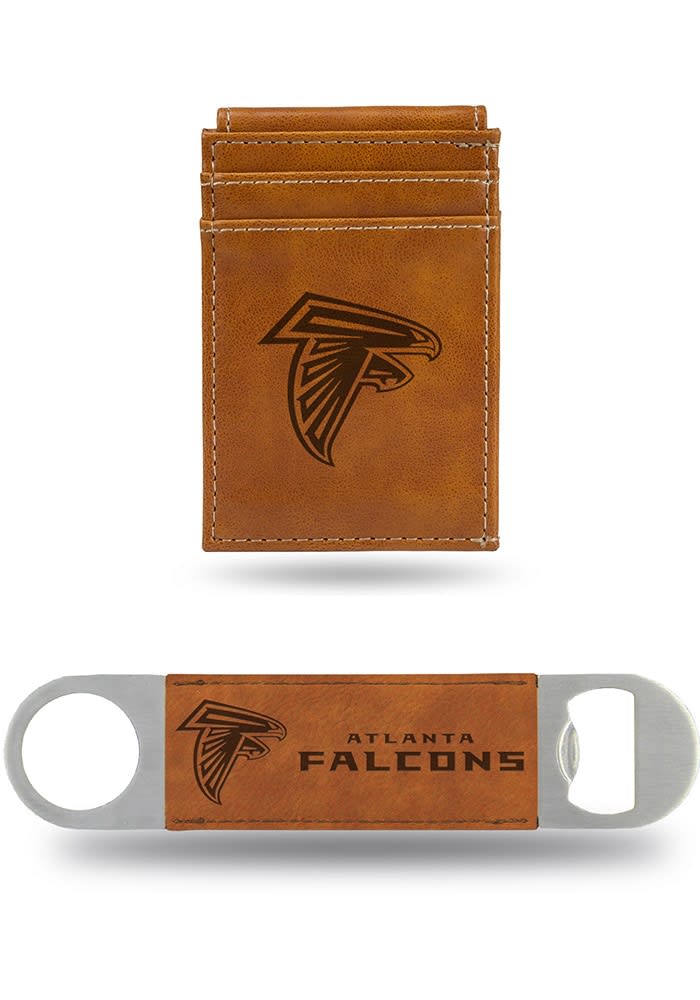 Atlanta Falcons BROWN Bar Blade and Front Pocket Wallet Mens Front ...