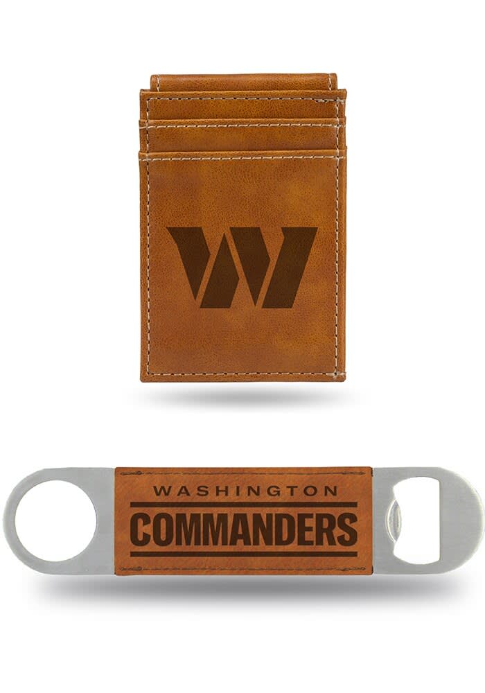 Washington Commanders BROWN Bar Blade and Front Pocket Wallet Mens ...