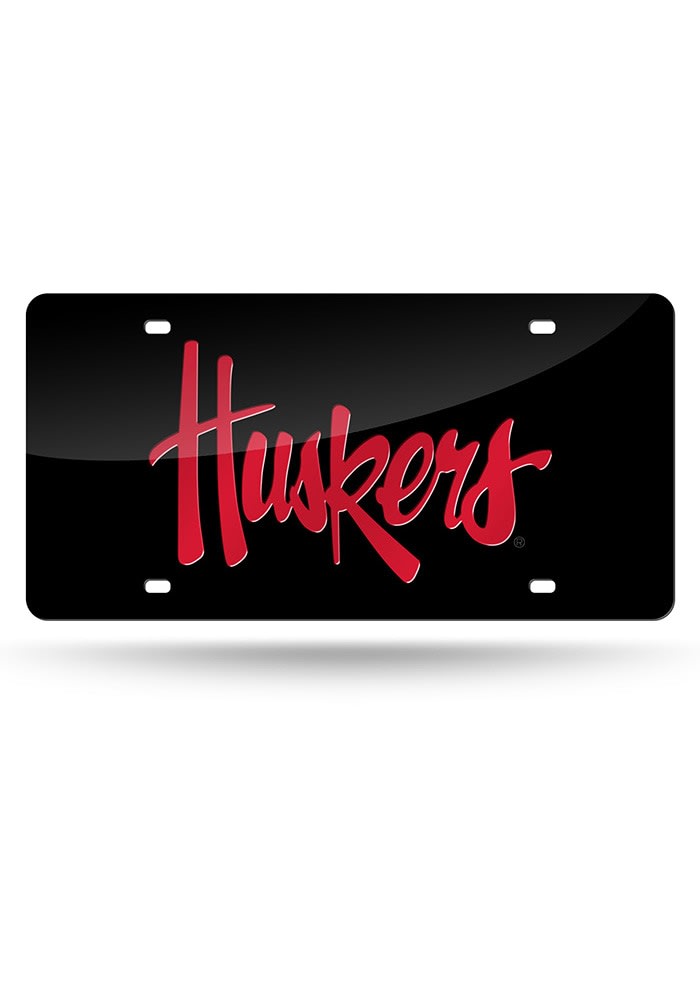 BLACK Nebraska Cornhuskers Laser Cut License Plate - 74266053
