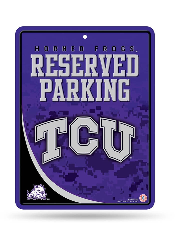TCU Horned Frogs Metal Parking Sign SILVER