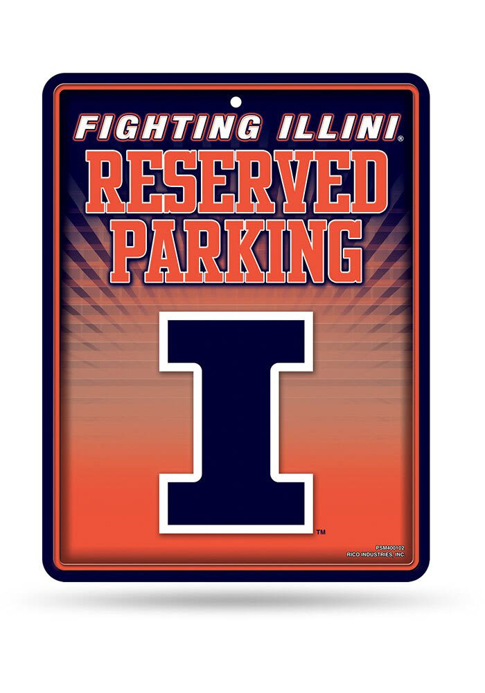 Illinois Fighting Illini SILVER Metal Parking Sign - 74266599