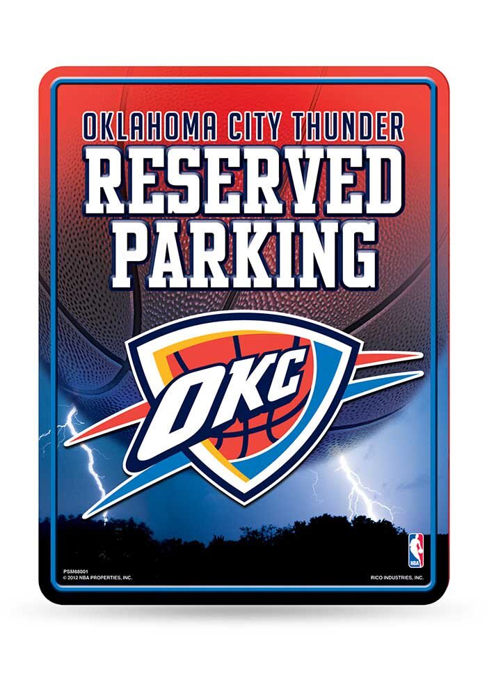 Oklahoma City Thunder Metal Parking Sign SILVER - 74266633