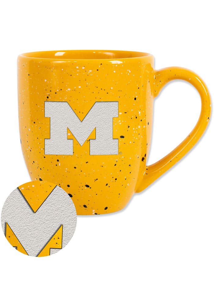 Michigan Wolverines YELLOW 16oz Team Logo Speckled Ceramic Mug - 74268505