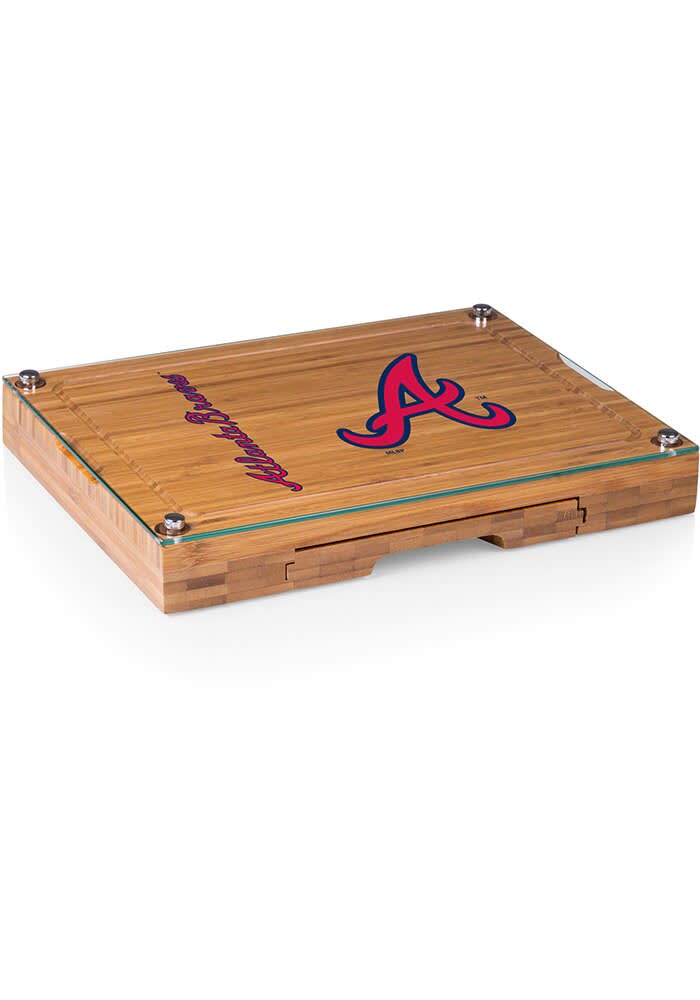 Atlanta Braves Concerto Tool Set and Glass Top Cheese Serving Tray - Brown