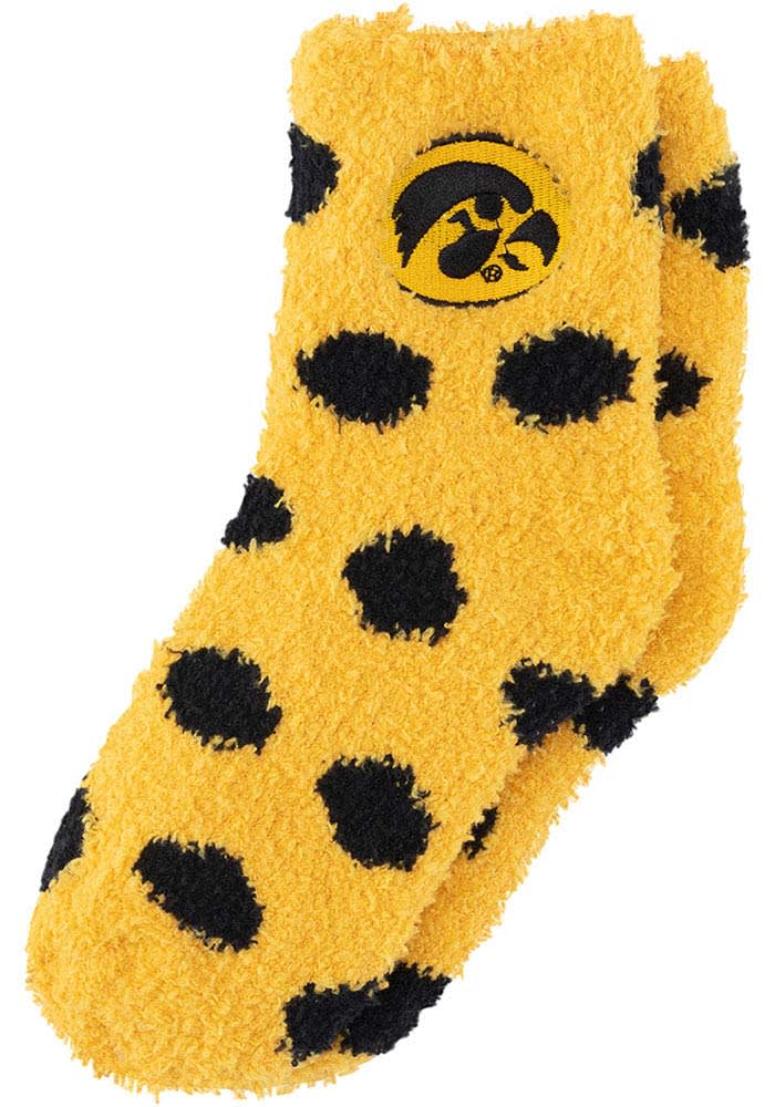 Iowa Hawkeyes YELLOW Fuzzy Dot Youth Quarter Socks - 7427572
