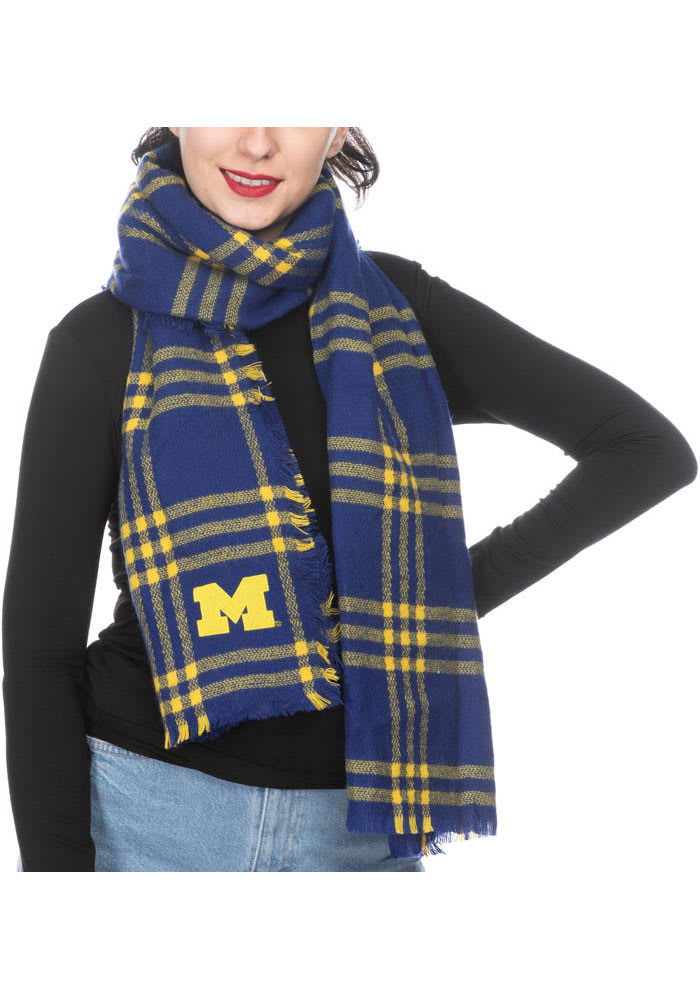 Michigan Wolverines BLUE Blanket Plaid Womens Scarf - 7427582