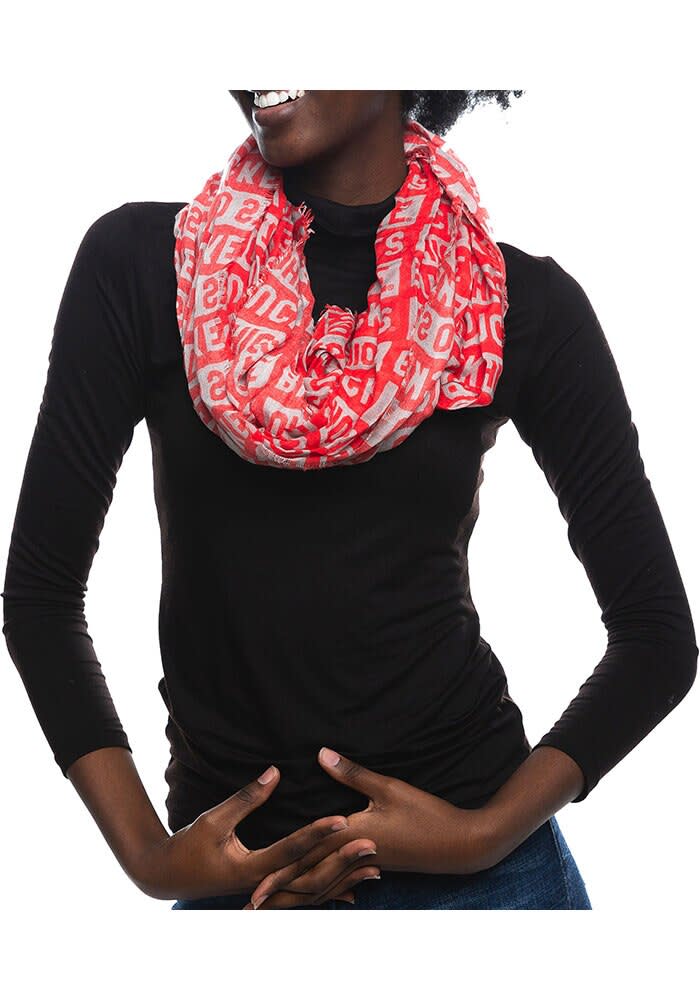 RED Block Infinity Ohio State Buckeyes Womens Scarf - 74280676