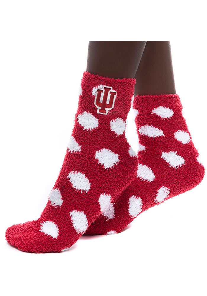 Indiana Hoosiers Red Dot Fuzzy Womens Quarter Socks - 74281338