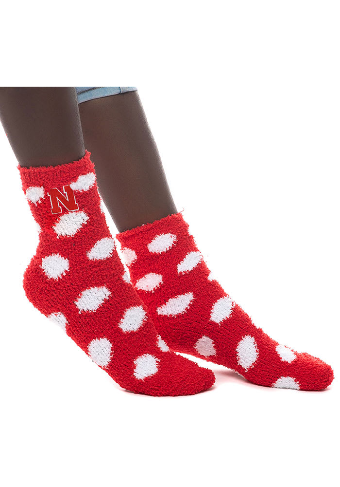 Nebraska Cornhuskers Red Fuzzy Dot Womens Quarter Socks - 74282286