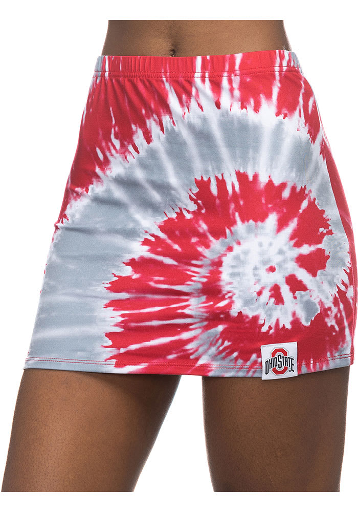 Womens RED Ohio State Buckeyes Tie Dye Mini Skirt