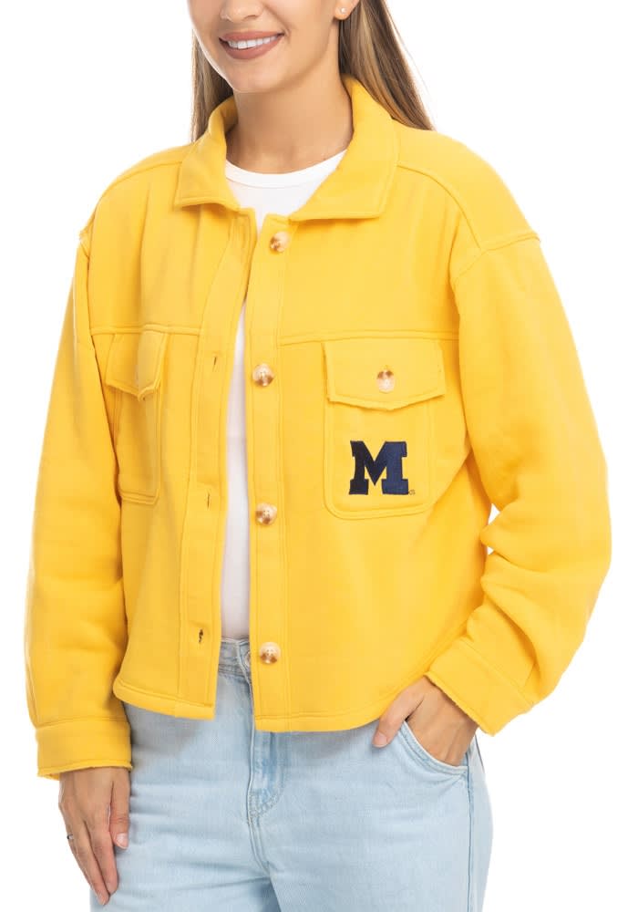 Womens GOLD Michigan Wolverines Logo Fleece Light Jacket - 74283393