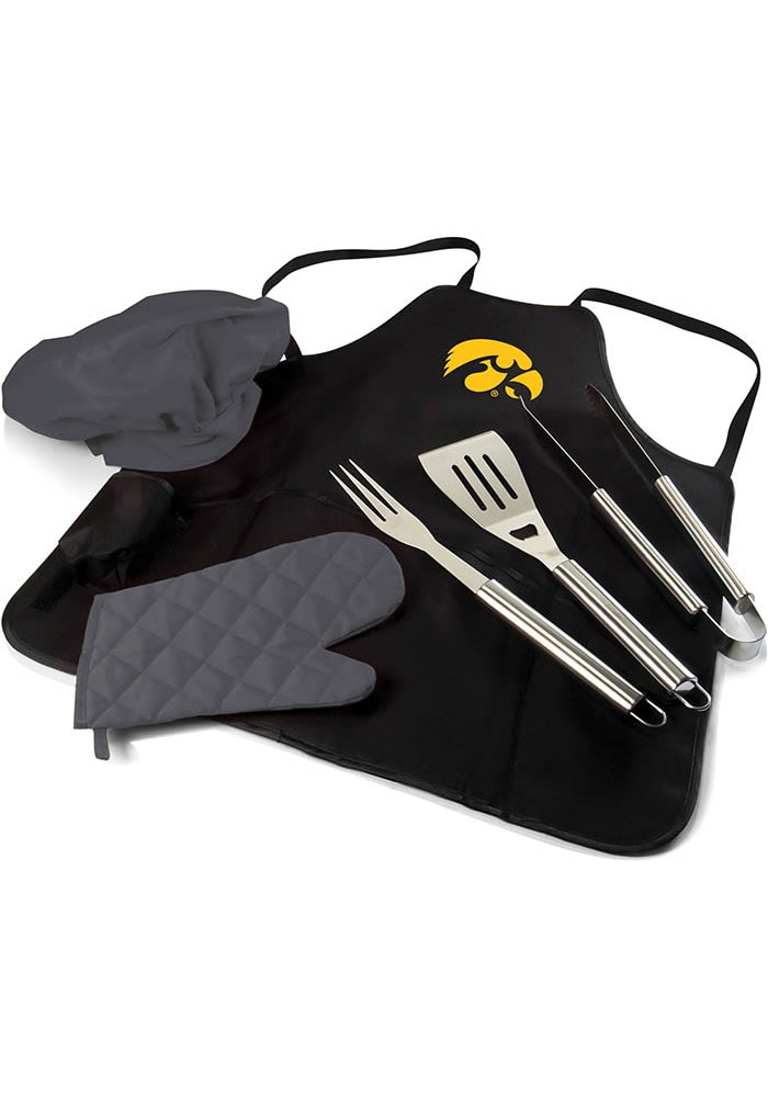 Iowa Hawkeyes BLACK Pro Grill Apron Set