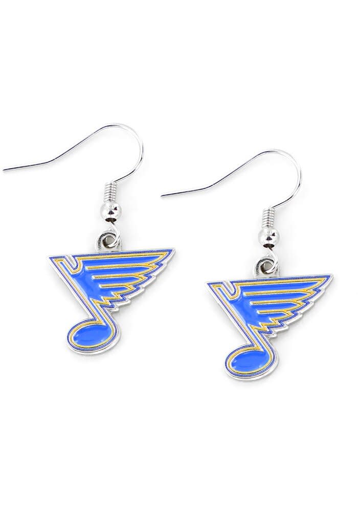 St Louis Blues SILVER Logo Dangle Womens Earrings - 74489500
