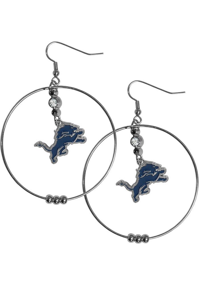 Detroit Lions GREY Hoop Womens Earrings - 74750069