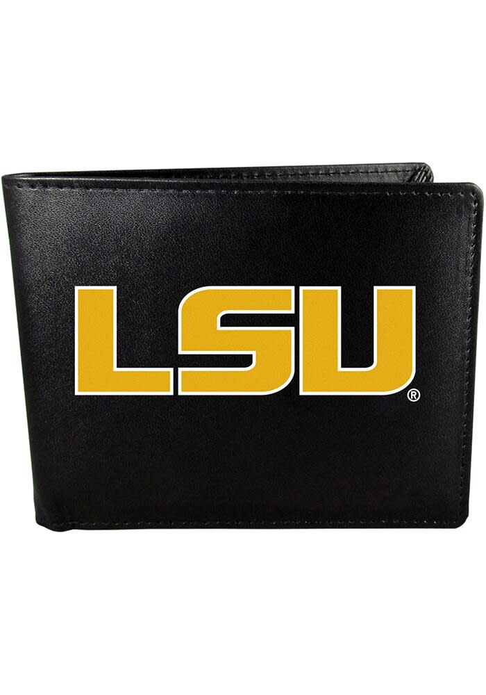 LSU Tigers BLACK Large Logo Mens Bifold Wallet - 74750970