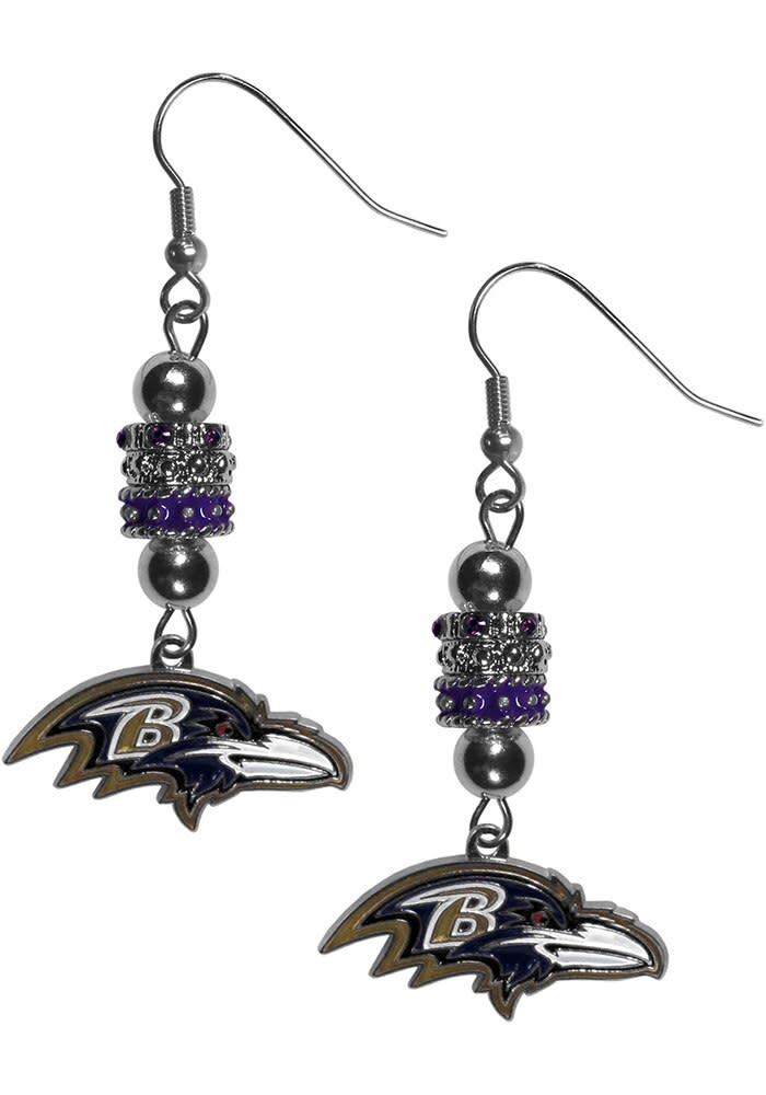 Baltimore Ravens GREY Euro Bead Earrings Womens Earrings - 74751895