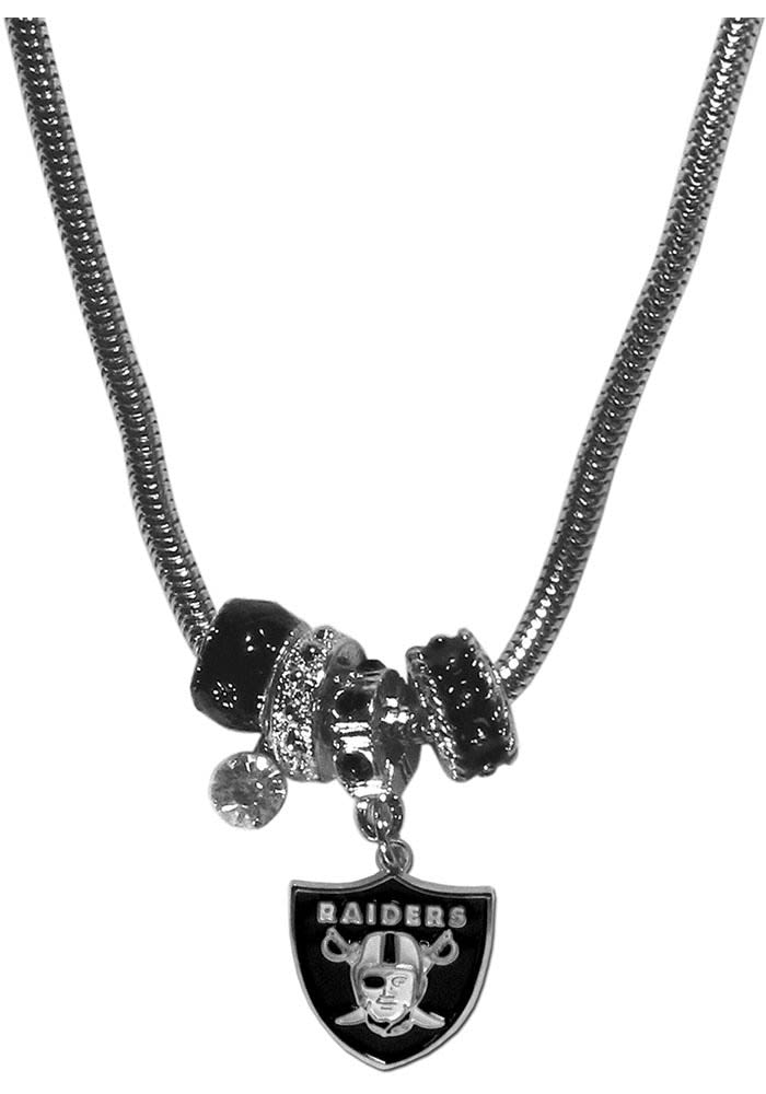 Las Vegas Raiders GREY Euro Bead Womens Necklace - 74752091