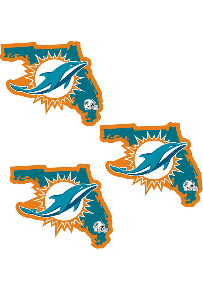 Miami Dolphins White Home State Auto Decal - 74752393