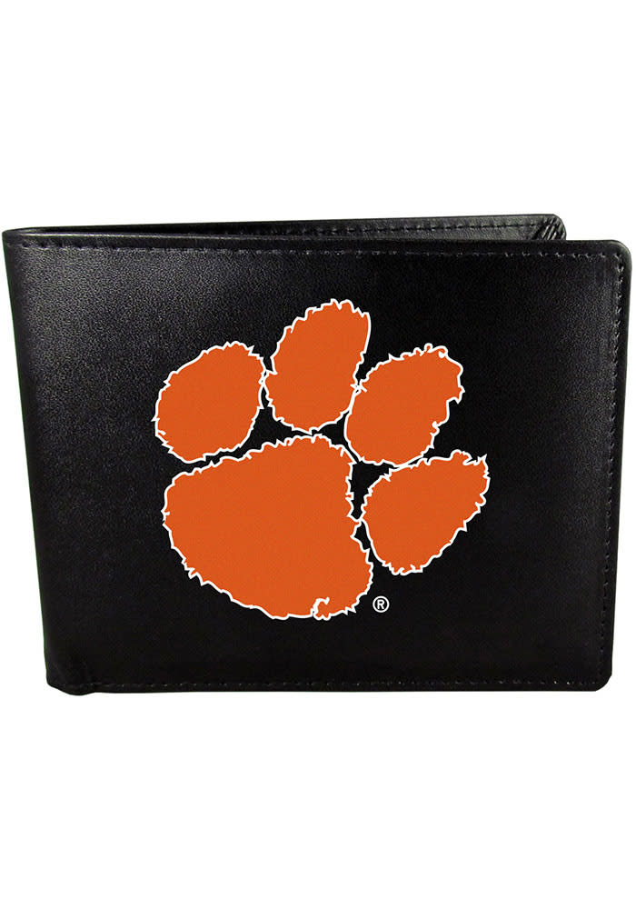 Clemson Tigers BLACK Leather Mens Bifold Wallet - 74752468