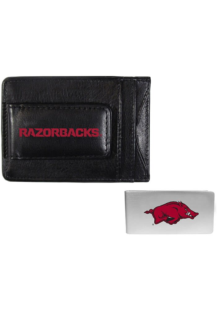 Arkansas Razorbacks BLACK Leather w Money Clip Mens Bifold Wallet ...