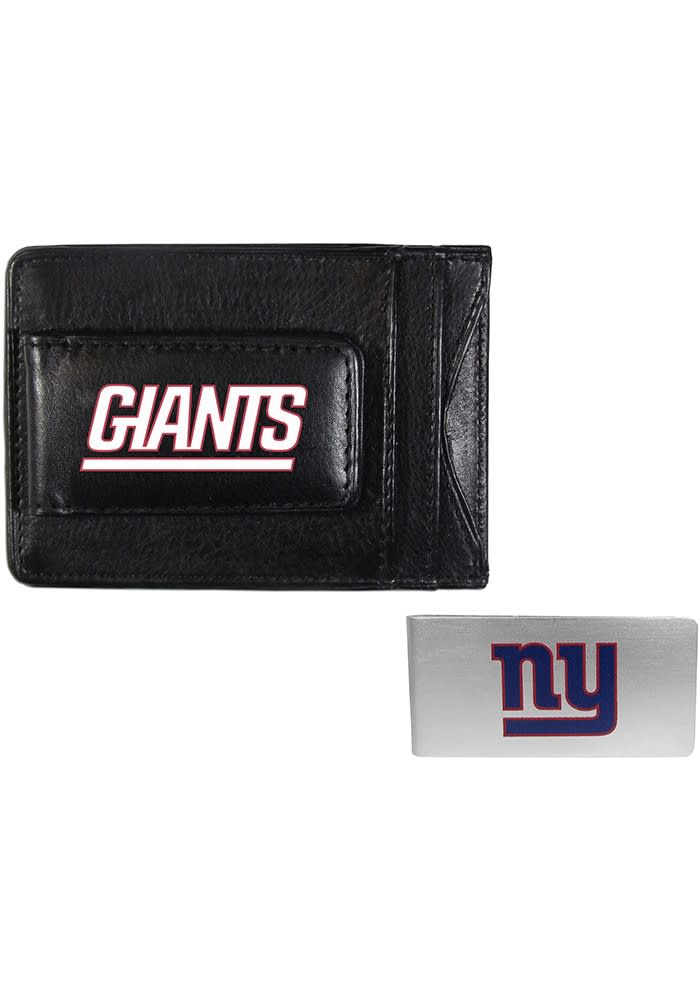 New York Giants BLACK Leather w Money Clip Mens Bifold Wallet - 74752588