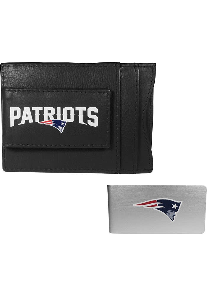 New England Patriots BLACK Leather w Money Clip Mens Bifold Wallet ...