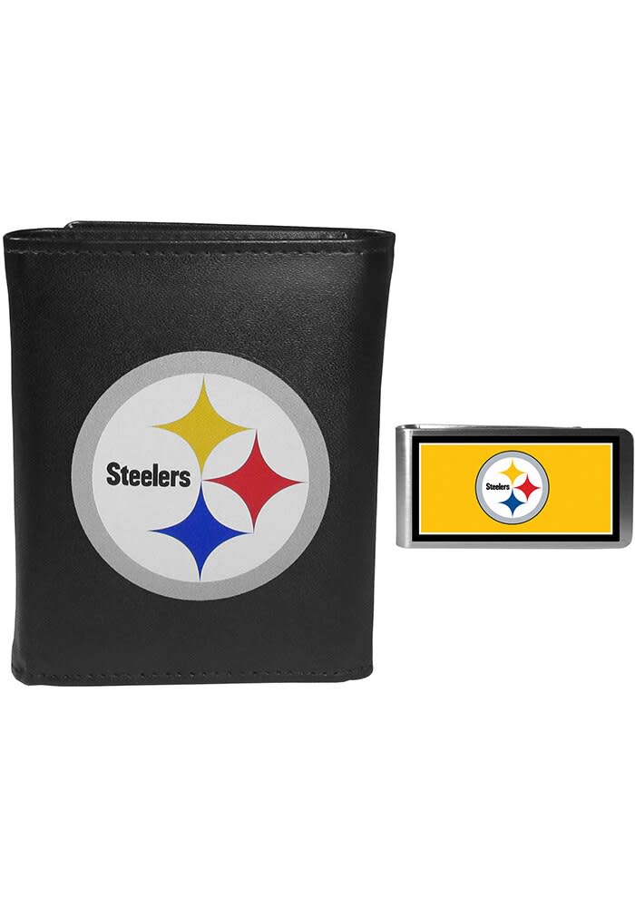 Pittsburgh Steelers BLACK Leather Money Clip - 74752644