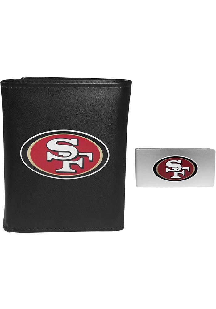 San Francisco 49ers Leather Mens Trifold Wallet - Black