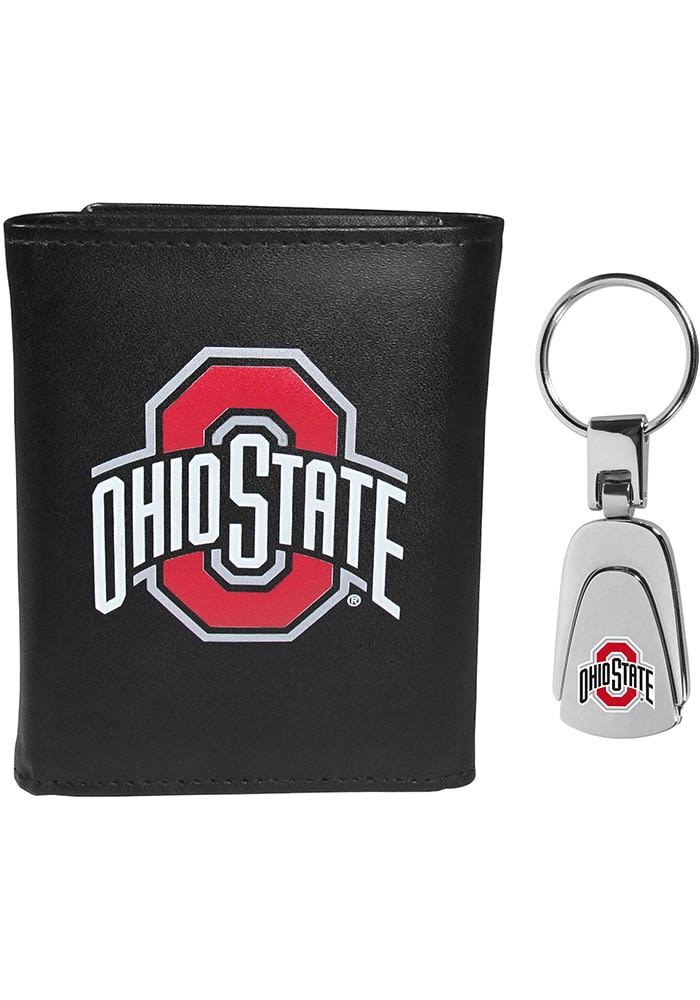 BLACK Leather Ohio State Buckeyes Mens Trifold Wallet - 74752713