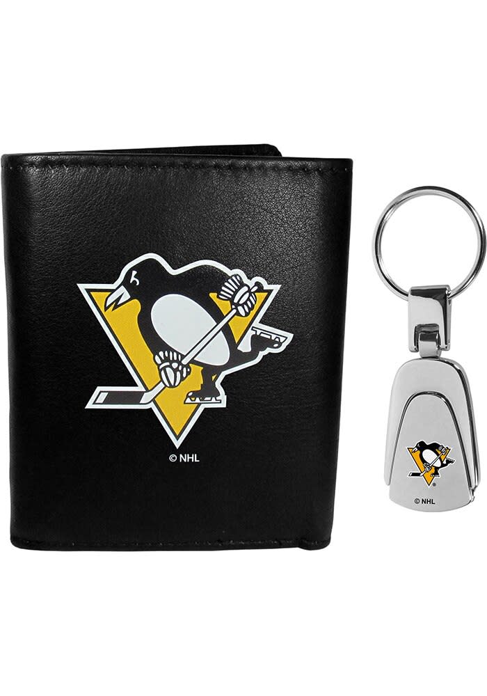 Pittsburgh Penguins BLACK Leather Mens Trifold Wallet - 74752756