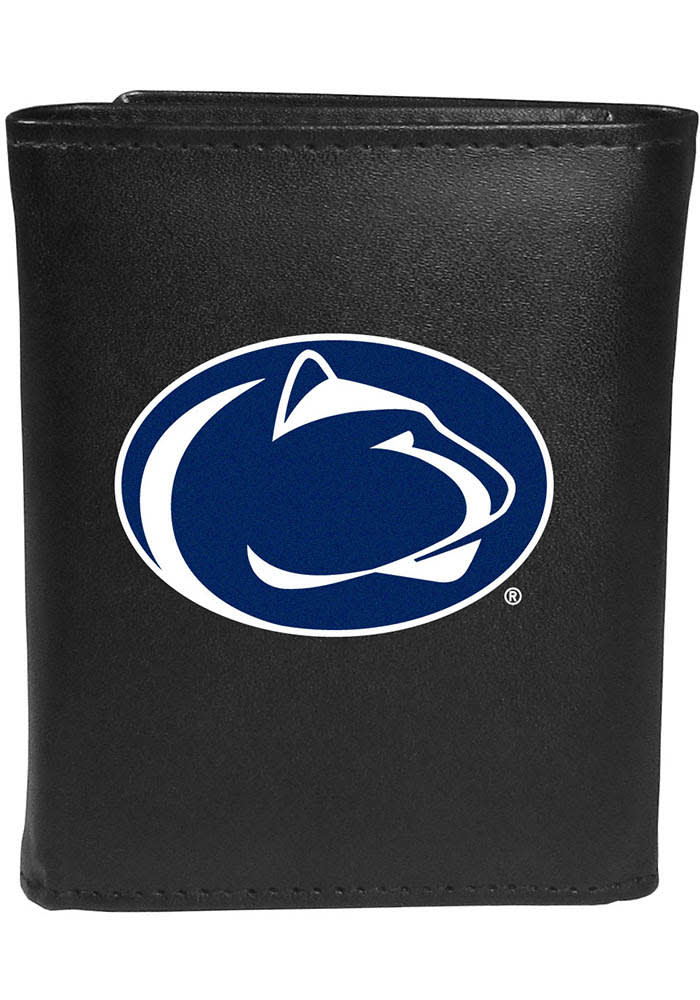 BLACK Leather Logo Penn State Nittany Lions Mens Trifold Wallet - 74752872