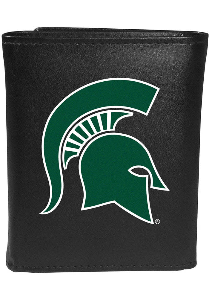 Michigan State Spartans BLACK Leather Legacy Mens Trifold Wallet - 74752877