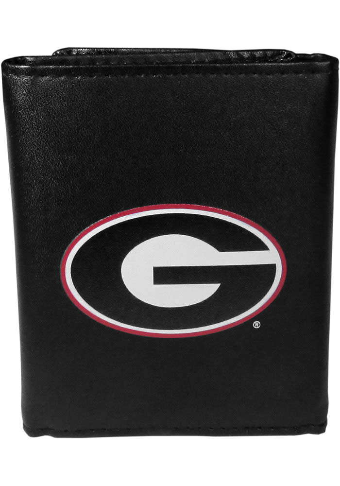 Georgia Bulldogs BLACK Leather Mens Trifold Wallet - 74752883