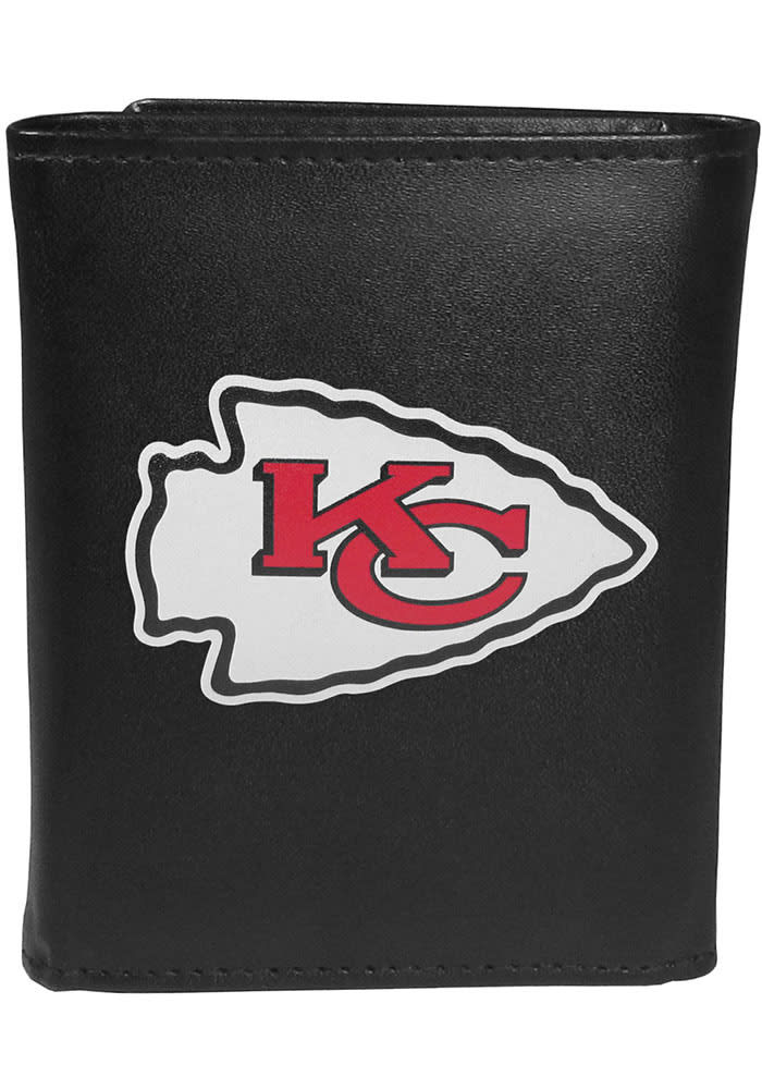 Kansas City Chiefs BLACK Leather Mens Trifold Wallet - 74752913