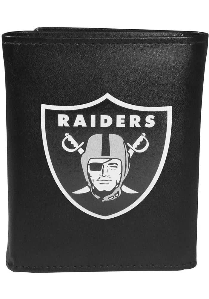 Las Vegas Raiders BLACK Leather Mens Trifold Wallet - 74752925