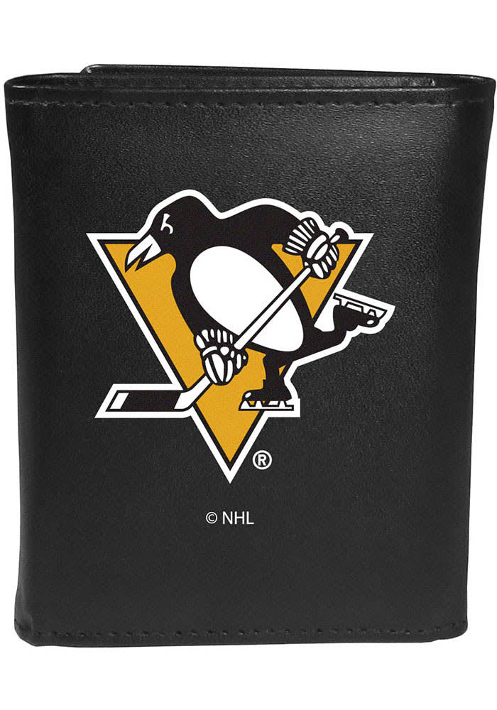 Pittsburgh Penguins BLACK Leather Mens Trifold Wallet - 74752938