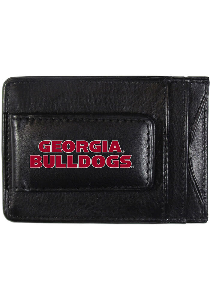 Georgia Bulldogs BLACK Leather Cash & Card Holder Mens Bifold Wallet ...